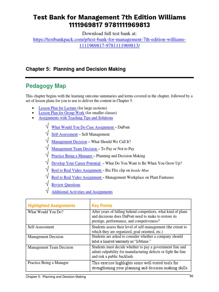 Management 7th Edition Chuck Williams Test Bank 1 | PDF