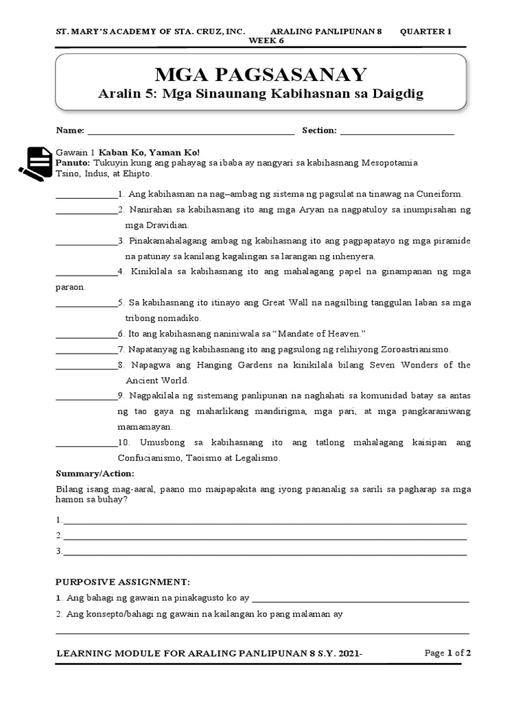 AP-8-Q1-W6 Activity Sheet | PDF