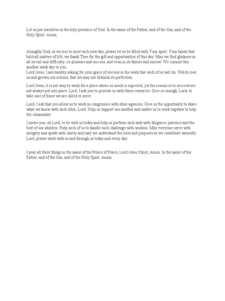 Let Us Put Ourselves in The Holy Presence of God | PDF