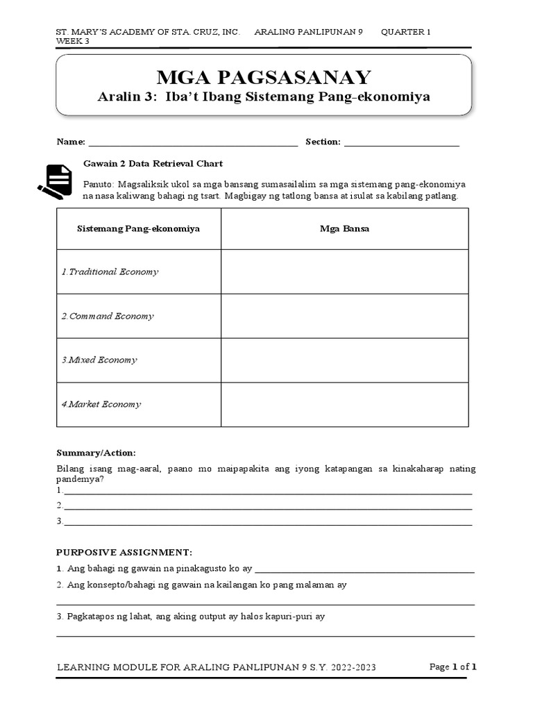 AP-9-Q1-A3 Activity Sheet | PDF