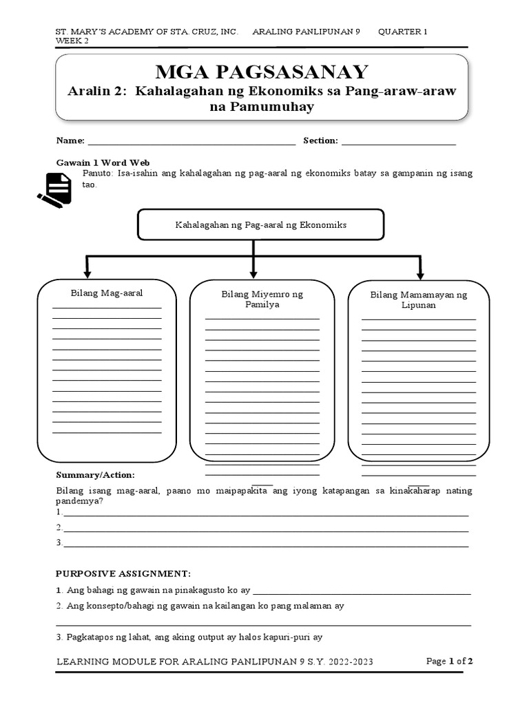 AP-9-Q1-A2 Activity Sheet | PDF