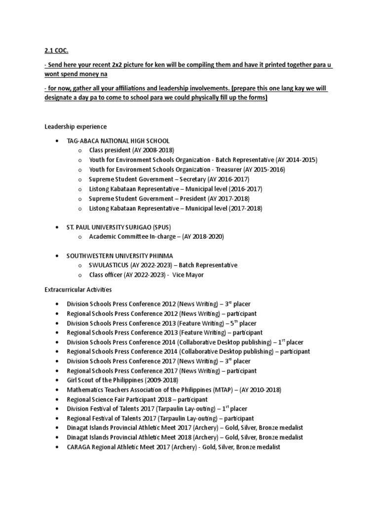 Batch Representative Leadership Overview | PDF | Career & Growth ...