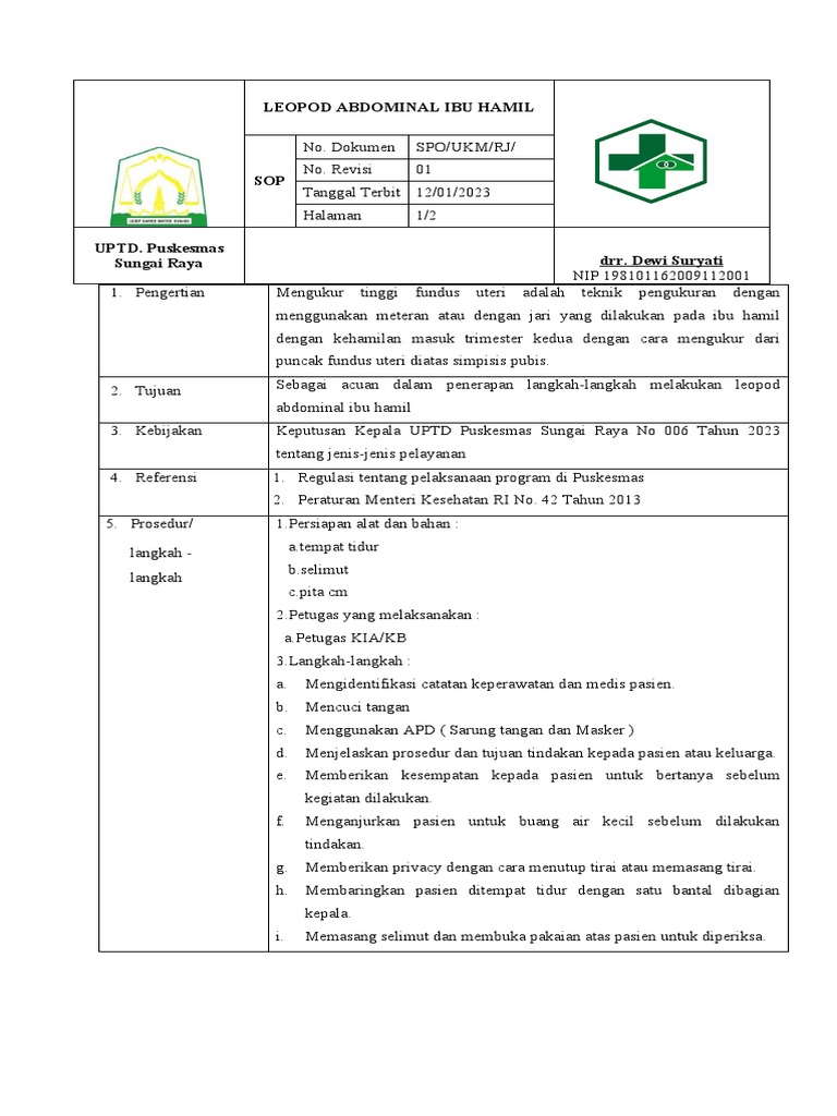 SPO Leopod Abdominal Ibu Hamil | PDF