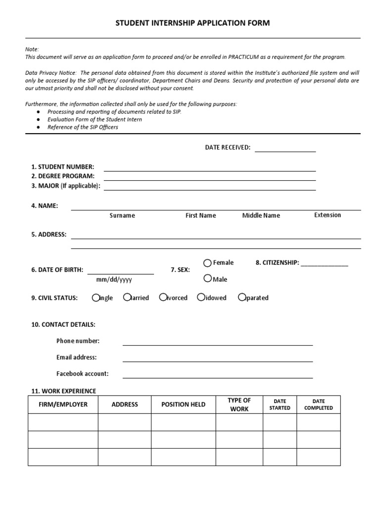 Student Internship Application Form Bsit | PDF | Computer Programming | Databases