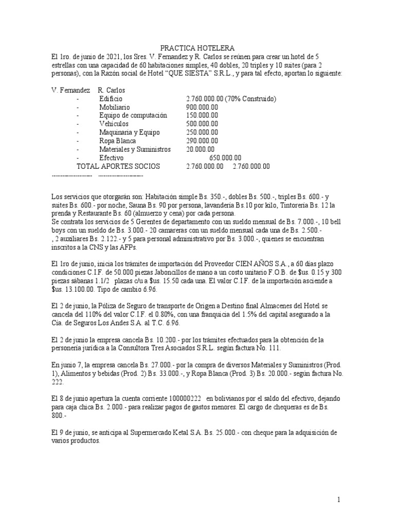 Practica Hotelera Cfps | PDF | Salario | Dinero
