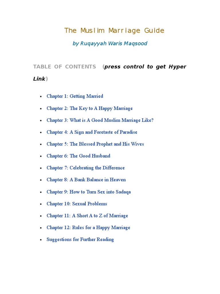 The Muslim Marriage Guide Essentials | PDF | Wife | Contentment