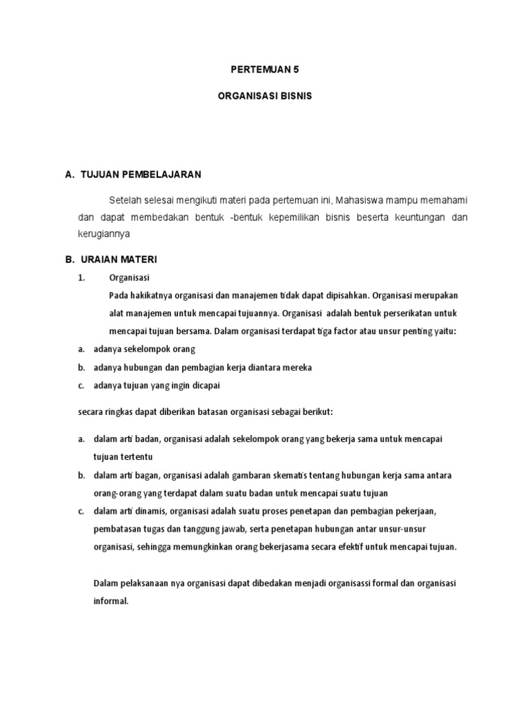 Modul Pengantar Bisnis PERTEMUAN 5 | PDF