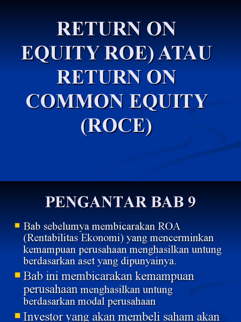 Sesi 7 - Analisis ROE | PDF | Pengelolaan Keuangan & Uang