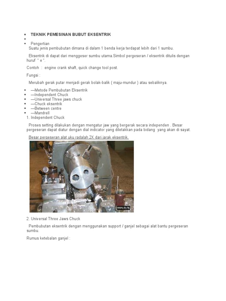 Teknik Pemesinan Bubut Eksentrik | PDF