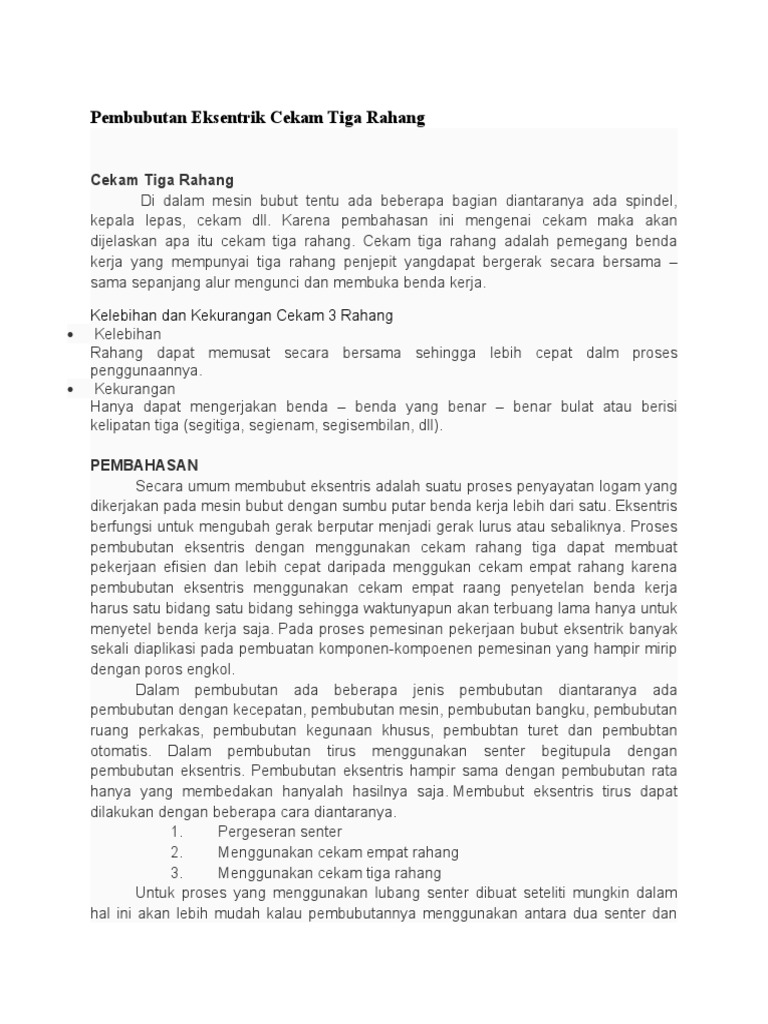 Pembubutan Eksentrik Cekam Tiga Rahang | PDF