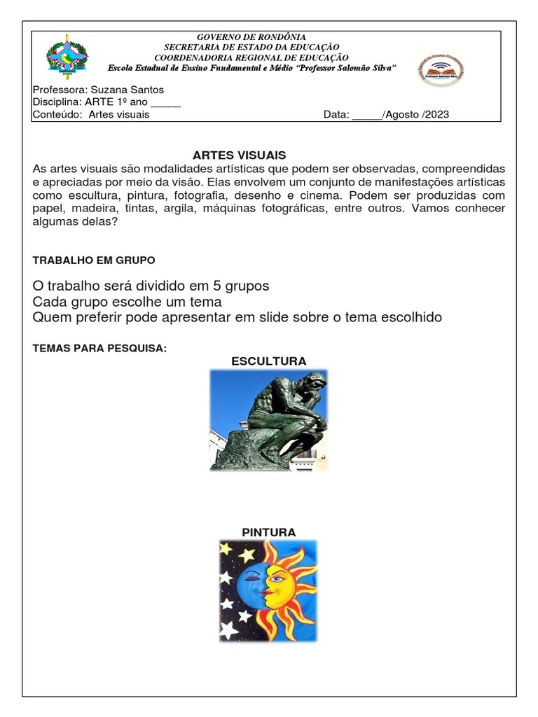 Ativ. Arte 1º Ano. | PDF