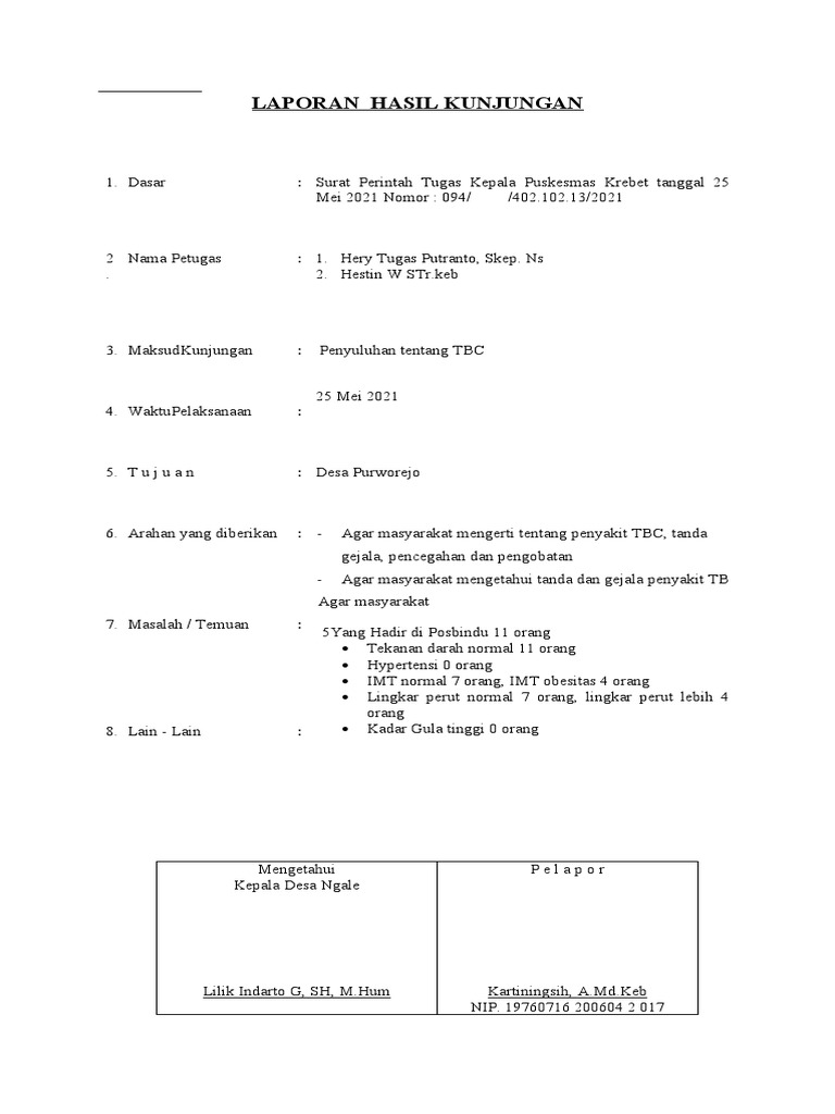 Laporan Hasil Kunjungan | PDF