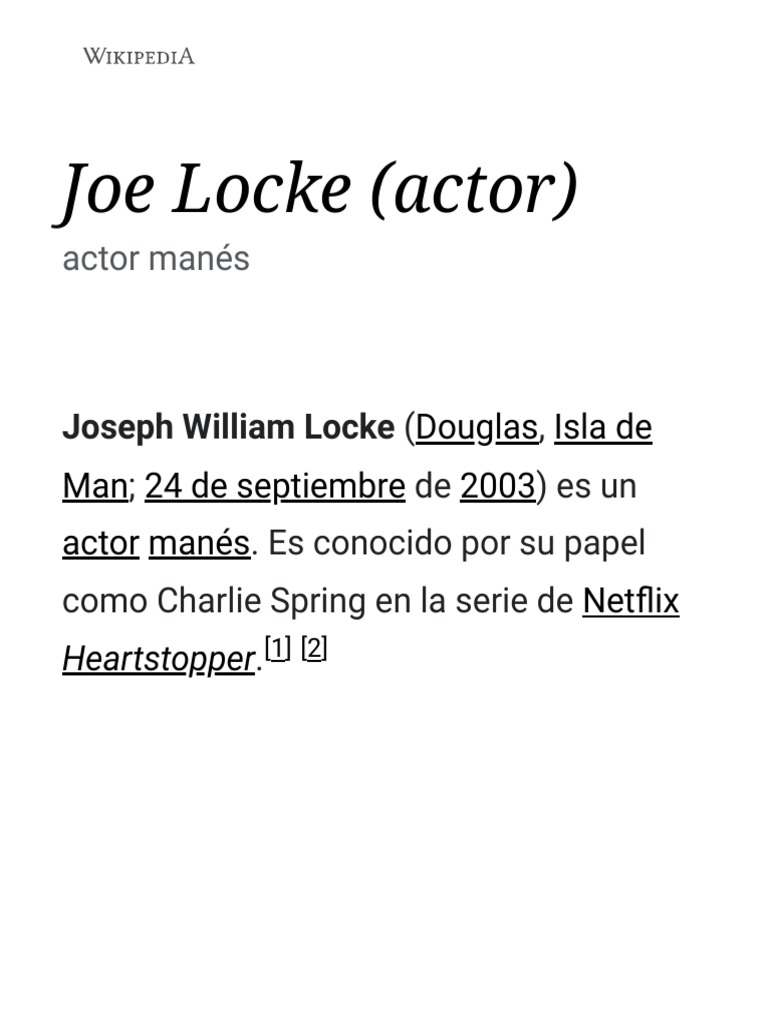 Joe Locke (Actor) - Wikipedia, La Enciclopedia Libre | PDF