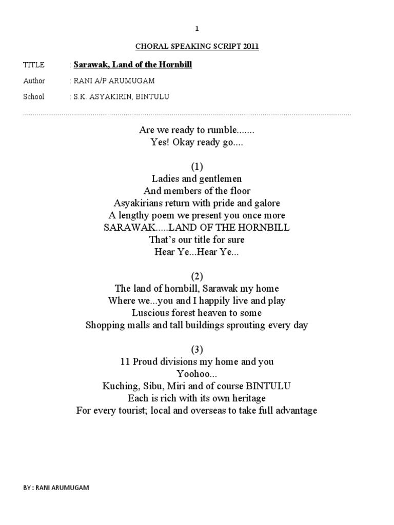 CHORAL SPEAKING SCRIPT 2011 - Final | PDF