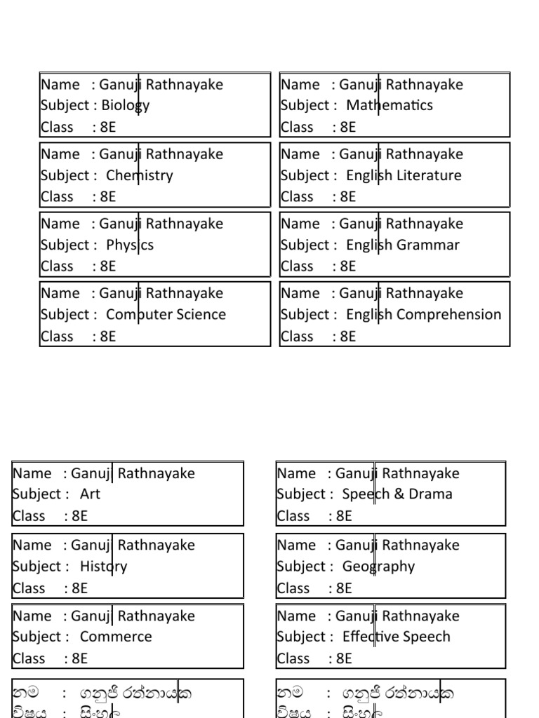 Name Tags 8e | PDF