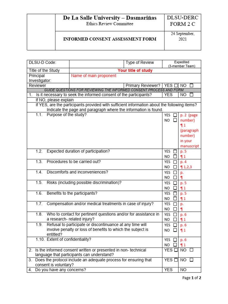 Icaf Template Pdf Informed Consent Justice