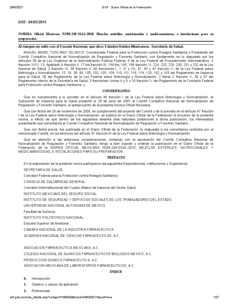 Nom 249 SSA 2010 | PDF | Medicamentos con receta | Farmacéutico