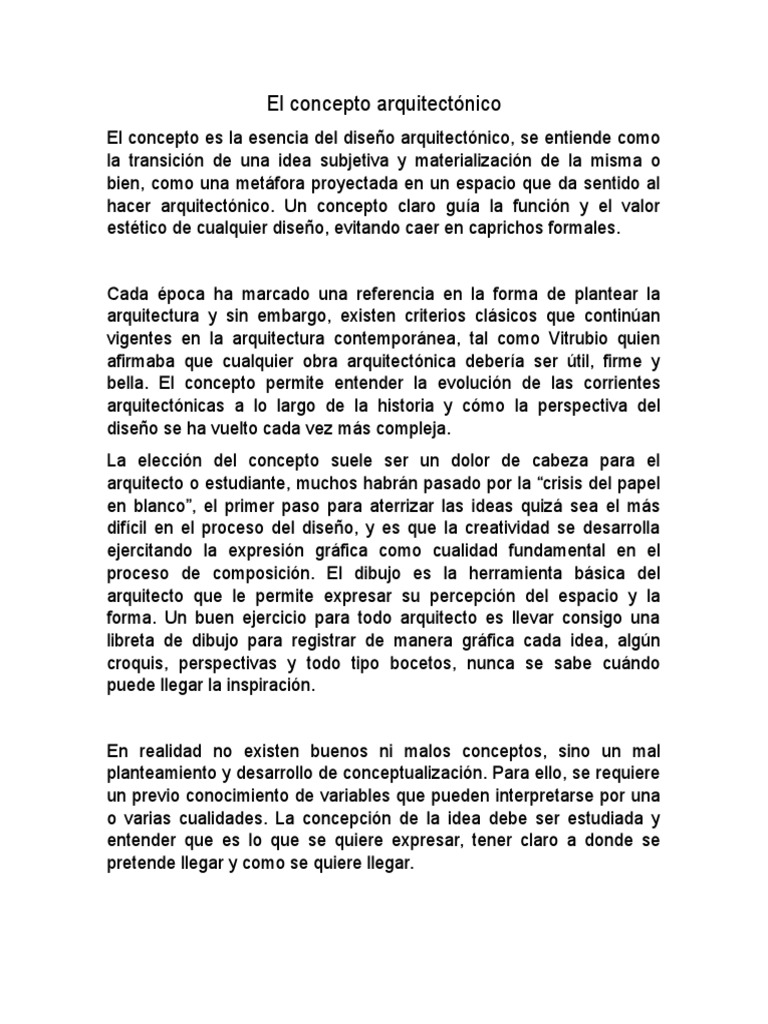 El Concepto Arquitectónico | PDF | Concepto | Diseño