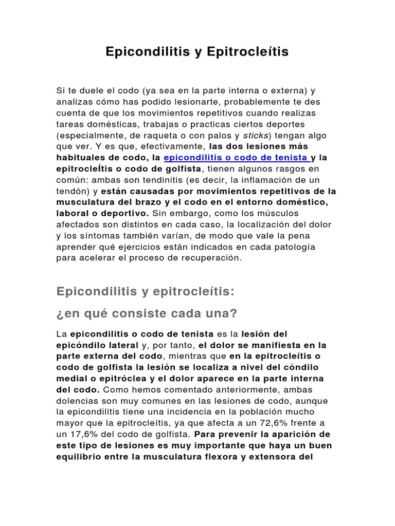Epicondilitis y Epitrocleítis | PDF