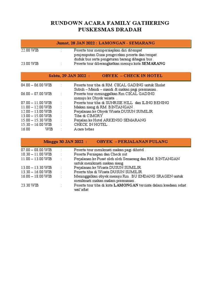 Rundown Acara Family Gathering | PDF