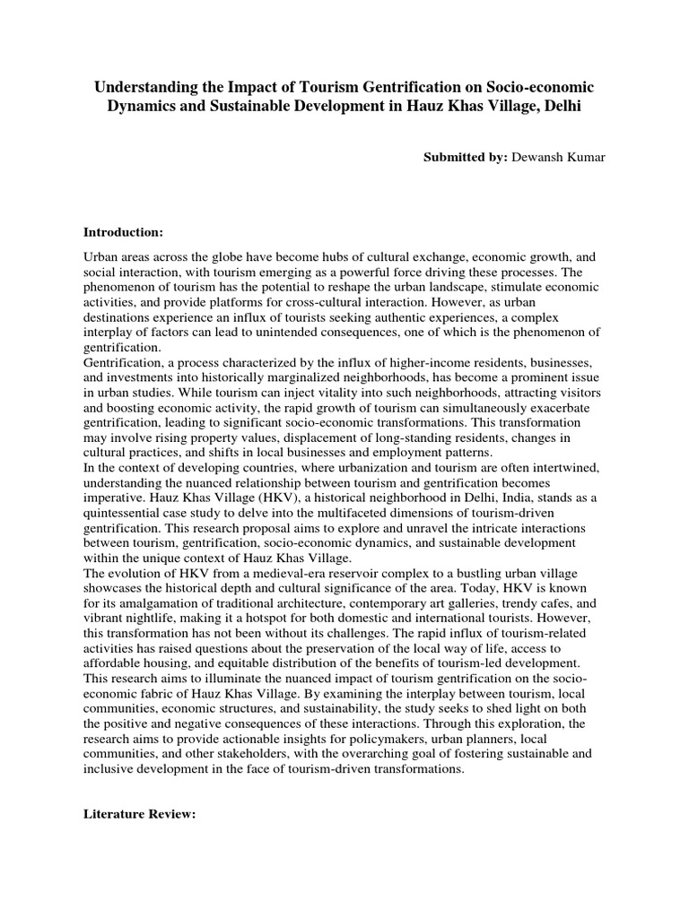 Understanding The Impact of Tourism Gentrification On Socio-Economic Dynamics and Sustainable ...