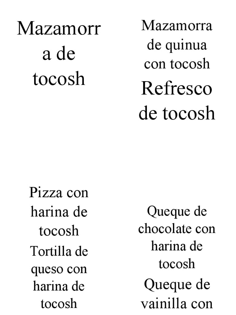 Recetas con Tocosh: Mazamorra, Queques y Más | PDF