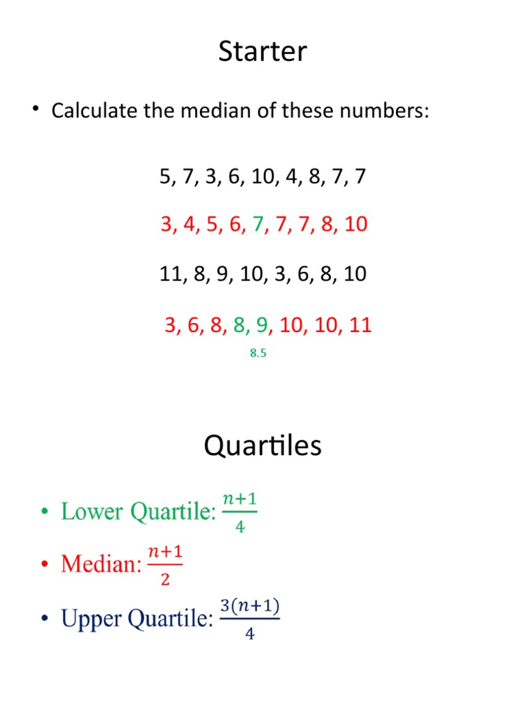 Median and Quartiles Calculation Guide | PDF | Quartile | Statistics