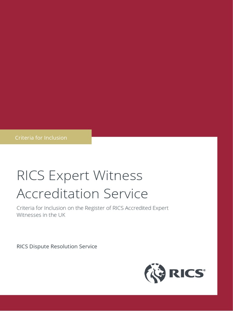 Ewas - Criteria For Inclusion - Rics Accredited Expert Witness 2021 | PDF