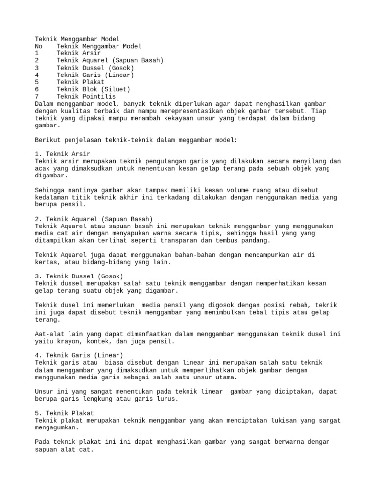 Teknik Menggambar Model Pdf