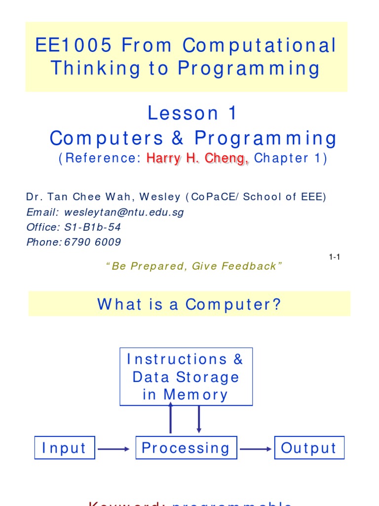 EE1005 L01 Computers & Programming | Download Free PDF | Computer Data ... EE1005 L01 Computers & Programming | Download Free PDF | Computer Data ...
