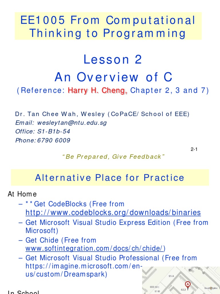 EE1005-L02-An Overview of C | PDF | Computer Program | Programming