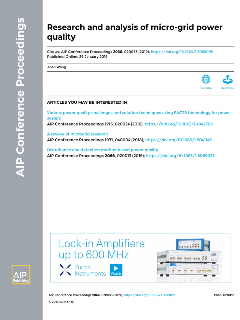Research and Analysis of Micro-Grid Power Quality | PDF | Distributed Generation | Electrical Grid