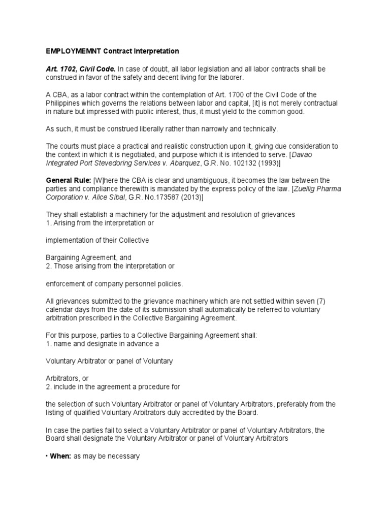 EMPLOYMENT Contract Interpretation | PDF