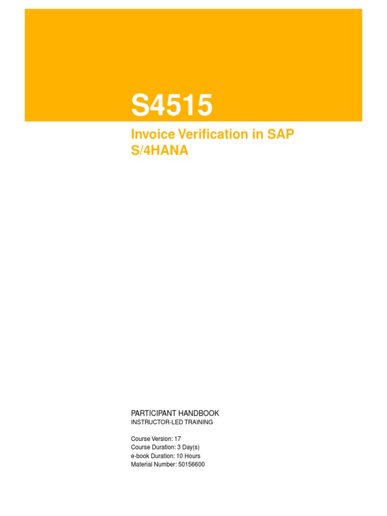 SAP S/4HANA Invoice Verification | PDF