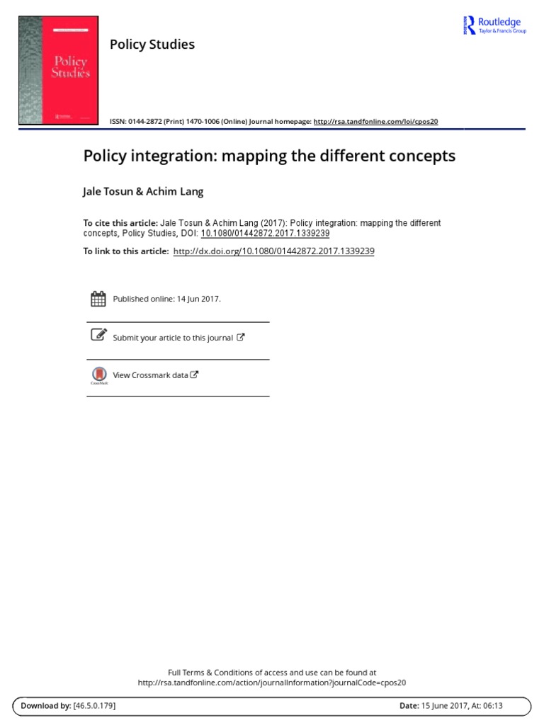 Policy Integration: Mapping The Different Concepts | PDF
