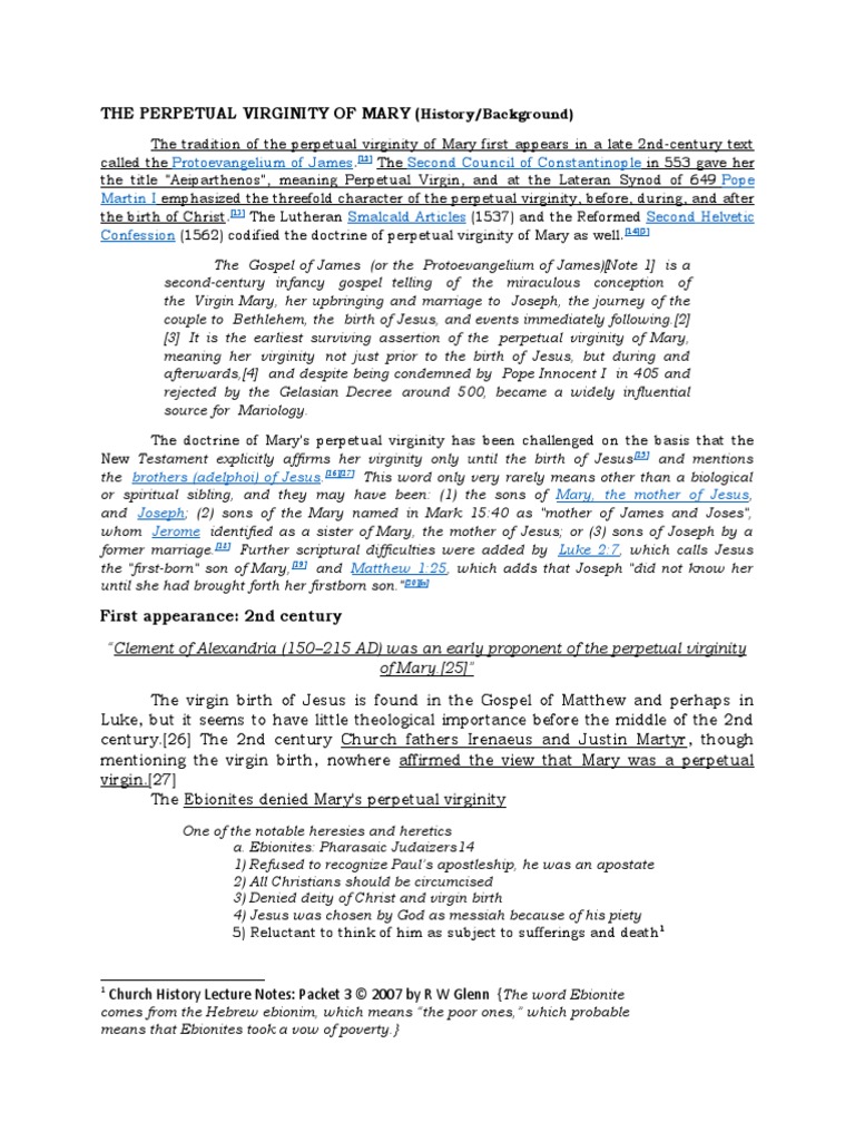 Perpetual Virginity of Mary History | PDF | Systematic Theology ...