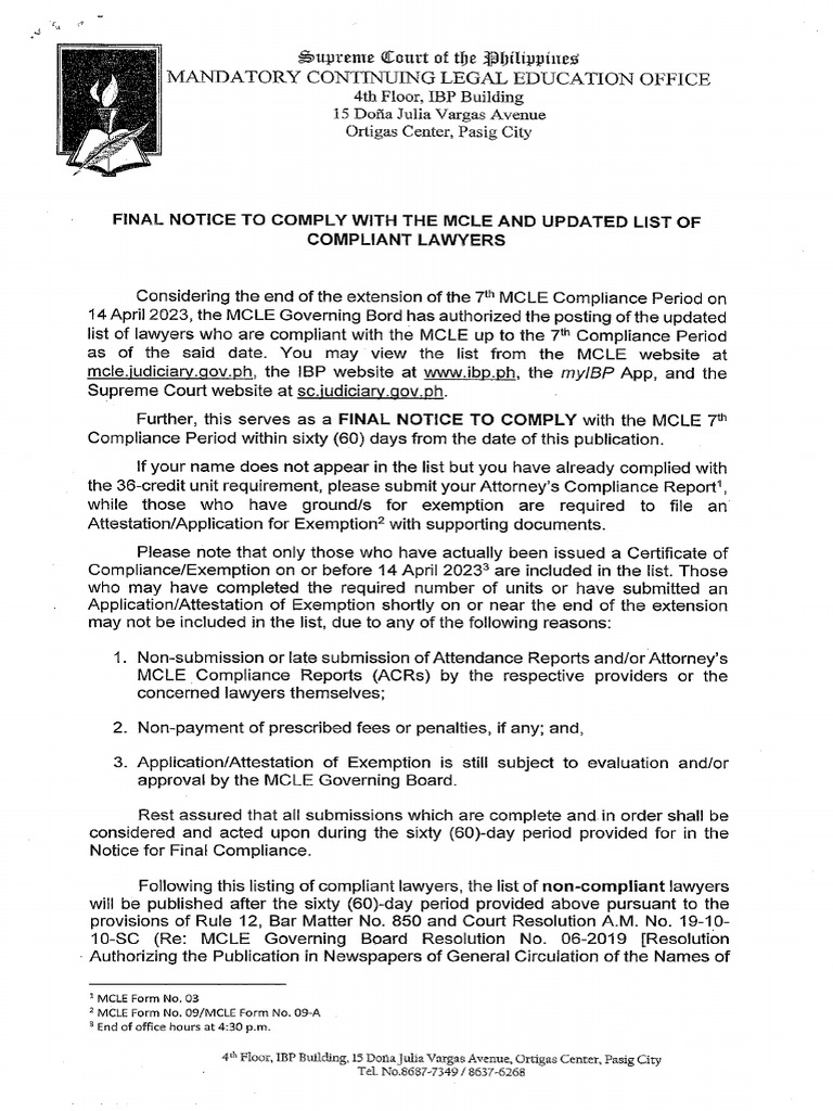 Mcle Notice 04 20 2023 | PDF