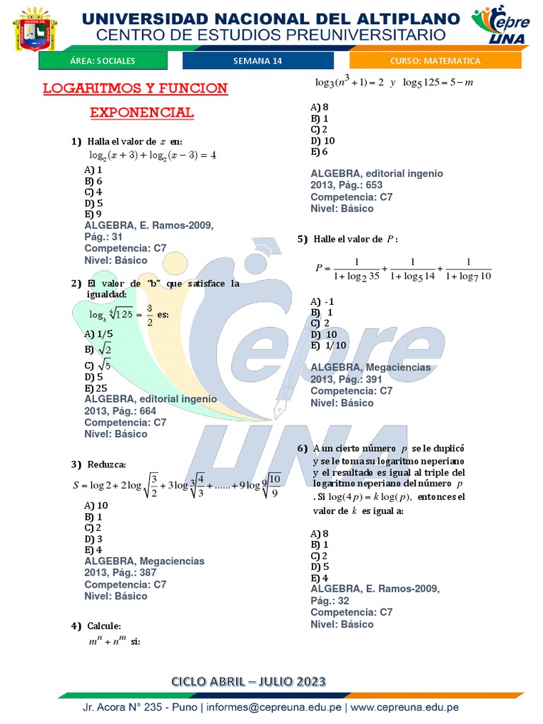 Matemática 14 | PDF | Álgebra | Análisis matemático