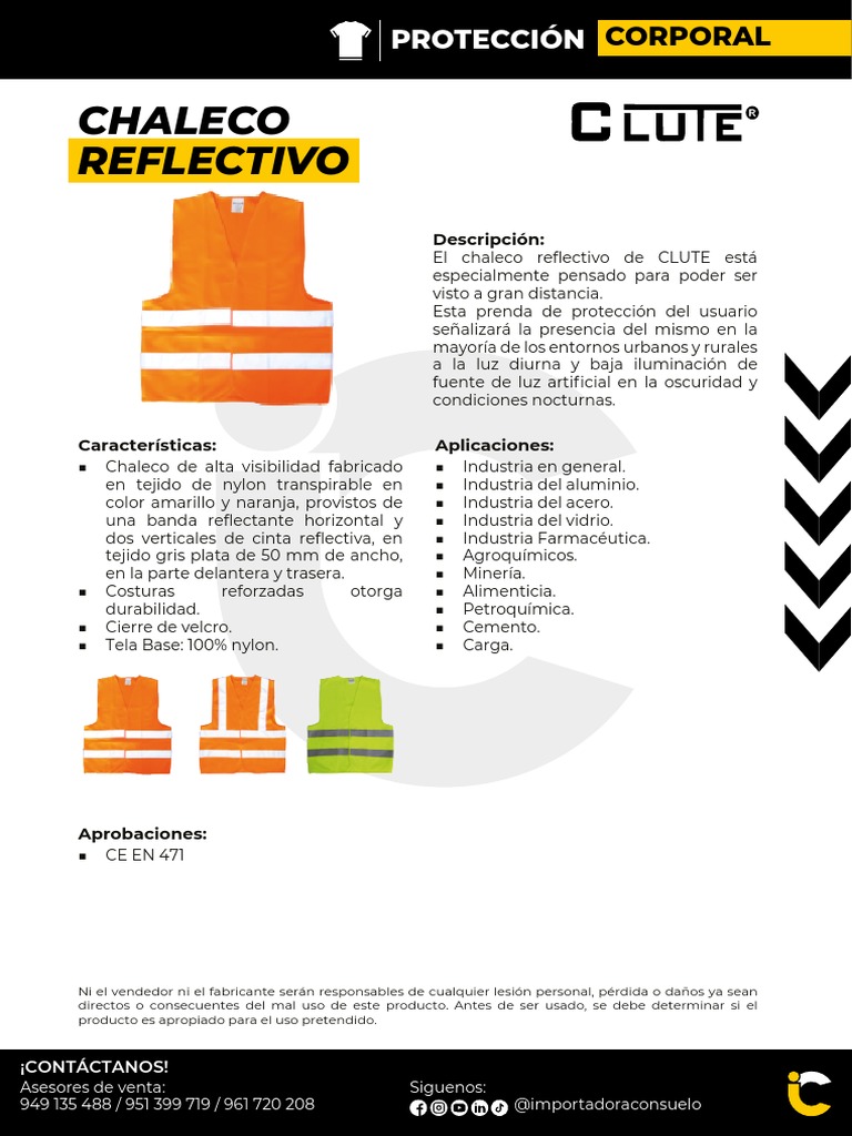 FT - Chaleco REFLECTIVO - CLUTE | PDF | Sector secundario de la economía | Materiales