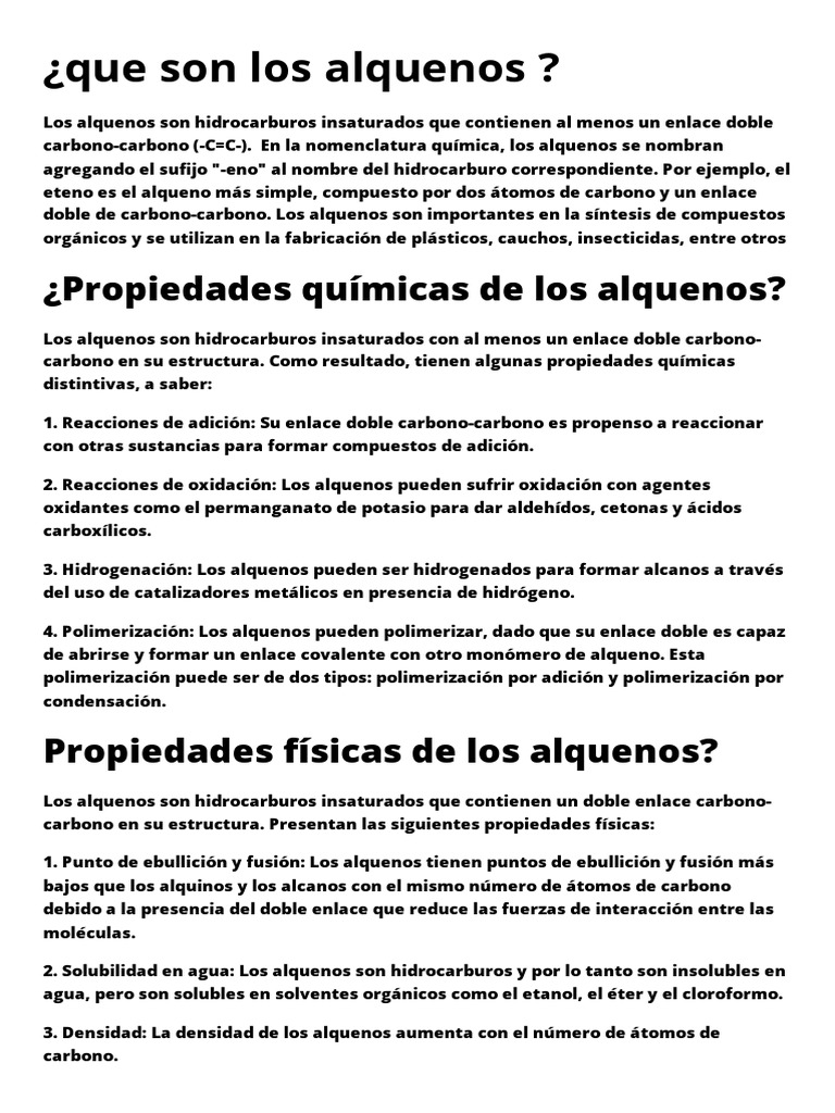 ¿Que Son Los Alquenos | PDF