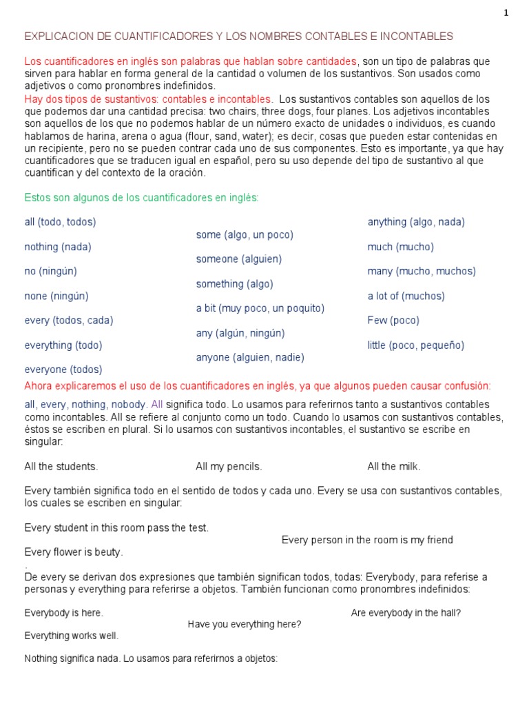 Leccion Quantifiers | PDF