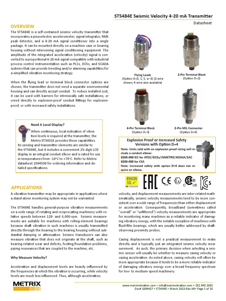 st5484e-vibration-transmitter-datasheet-english-1004457 | PDF