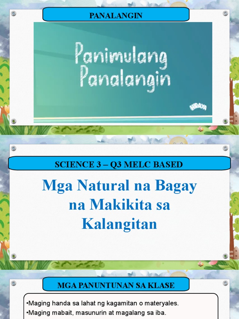 SCIENCE 3 Q4 TAGALOG - Mga Natural Na Bagay Na Makikita Sa Kalangitan ...