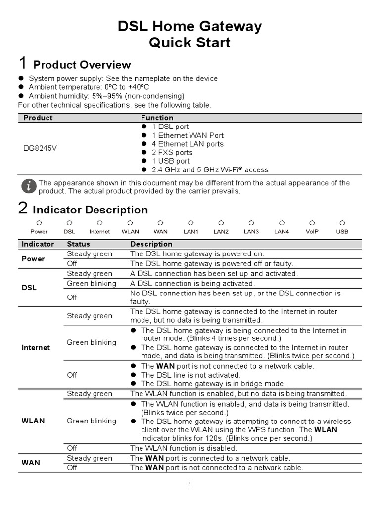 01-DG8245V Quick Start | PDF