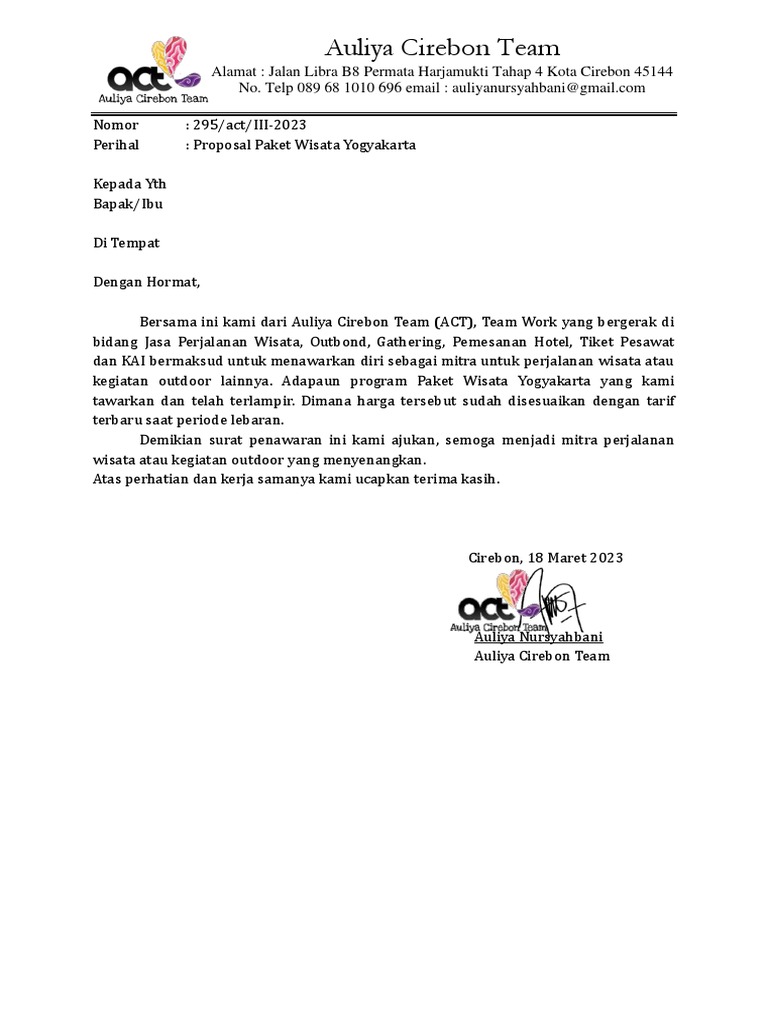 proposal jogja 4 hari 2 malam lebaran | PDF