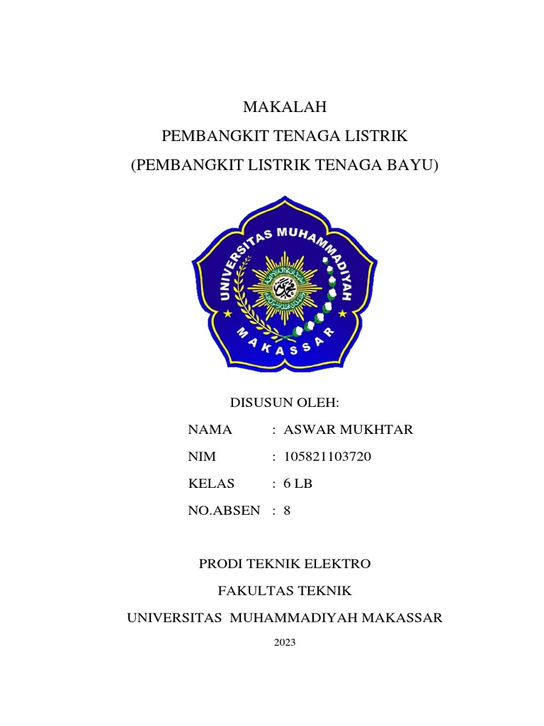 Tgs Makalah Pembangkit Tegangan Listrik PLTB (Aswar Mukhtar - 105821103720) | PDF