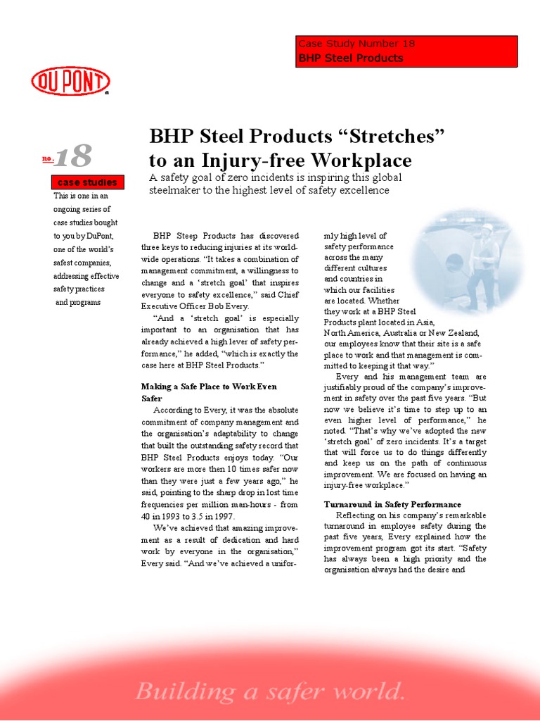 BHP Steel's Zero Injury Safety Initiative | PDF | Career & Growth ...