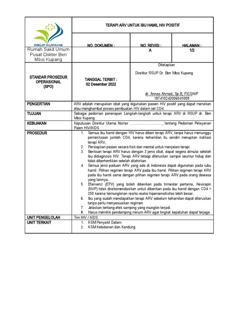 Spo Terapi Arv Untuk Ibu Hamil Hiv Positif | PDF