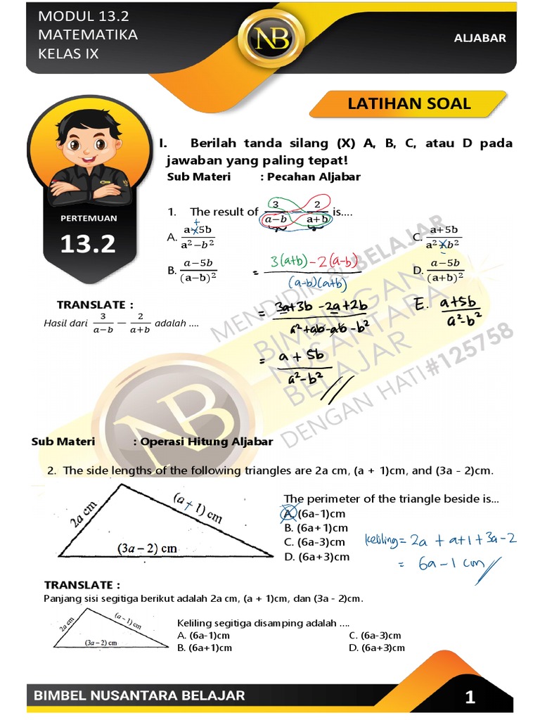 (Coretan) Modul 13.2 Aljabar (Latihan Soal) Kelas Ix | PDF