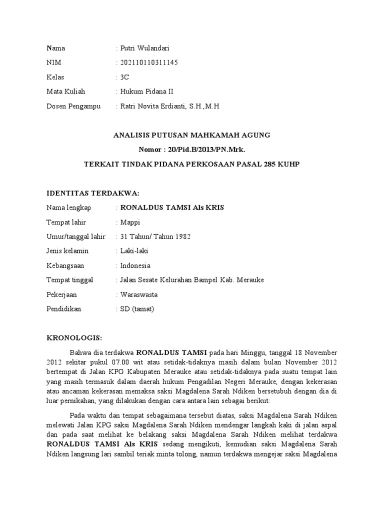 Analisis Putusan 285 | PDF